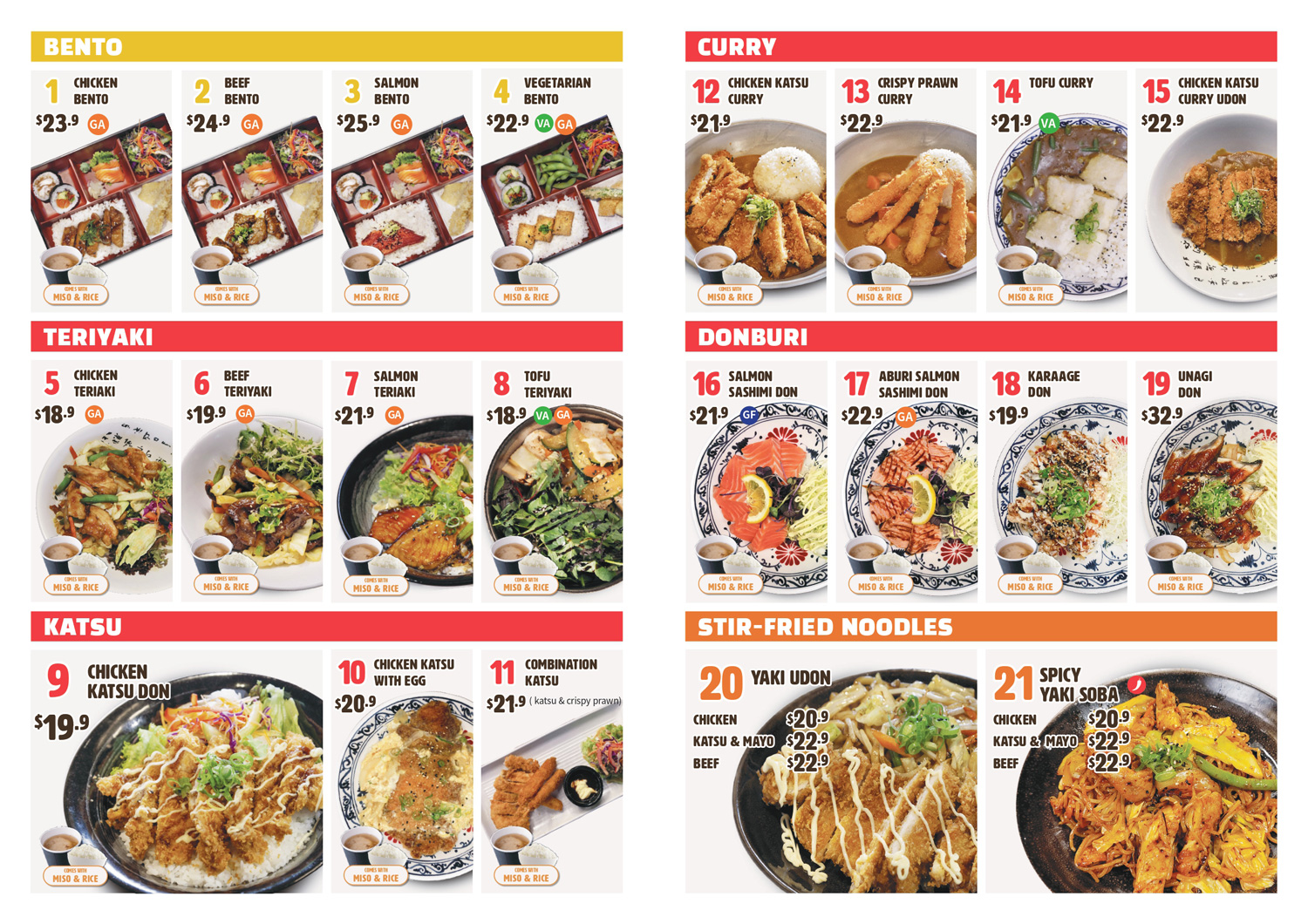 Menu – Hikari Teppanyaki